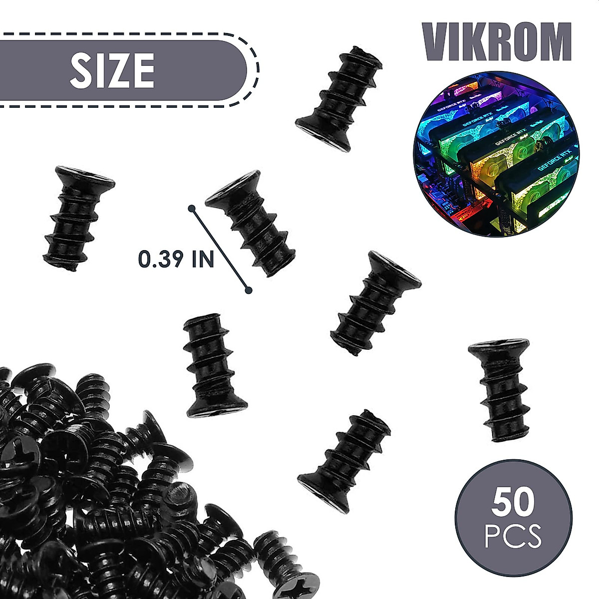 50Pcs Computer Case Fan Screws M5x10mm PC Fan Mounting Screws - CPU Radiator Fan Screws Case Cooling Cooler PC Fan Mount Screws - Black Self Tapping Screws
