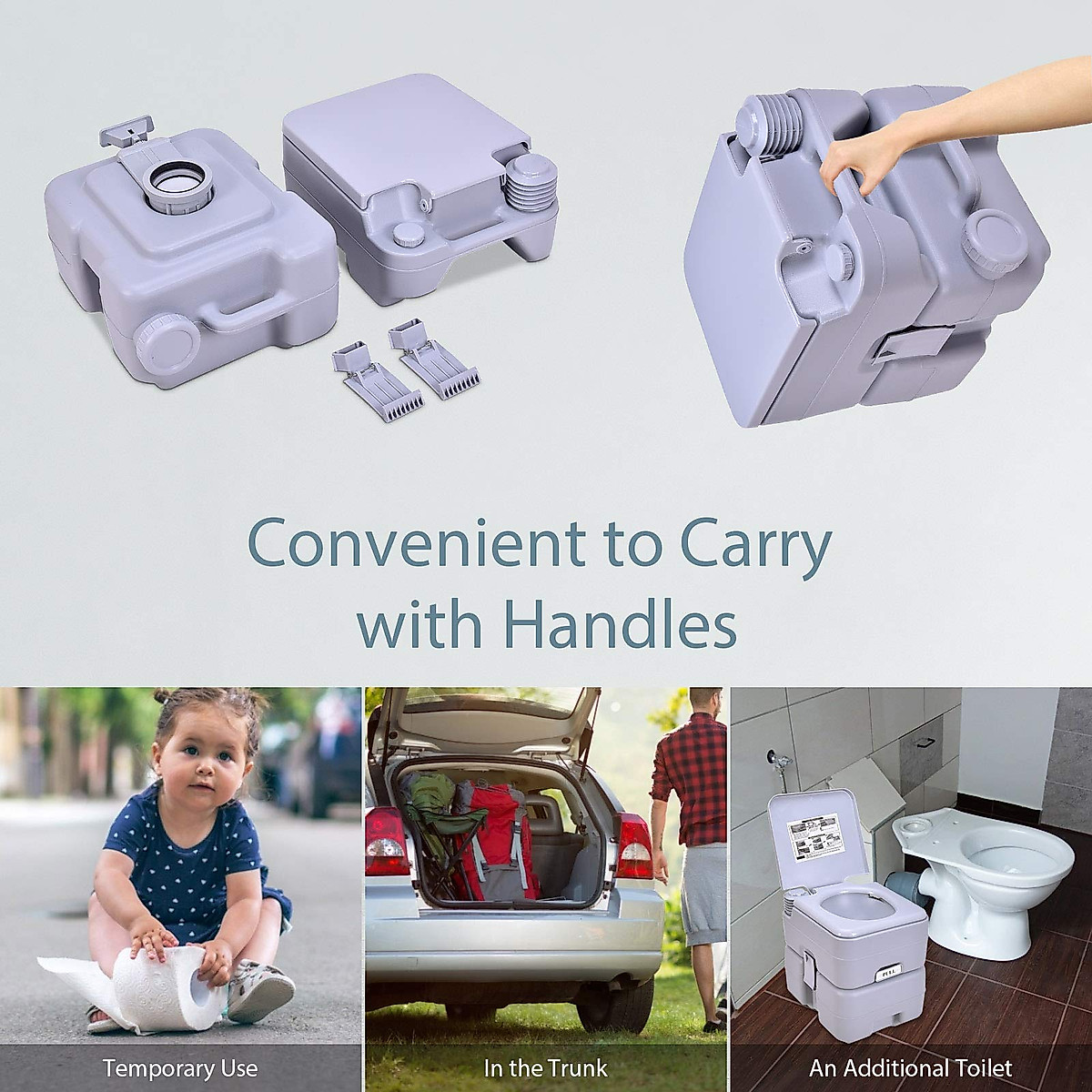 S AFSTAR Portable Flush Toilet Potty Commode 5.3 Gallon 20L for Camping RV, Boating and Other Recreational Activities, Powerful Push Pump Compact Commode w/Waste Tank & Built-in Rotating Spout