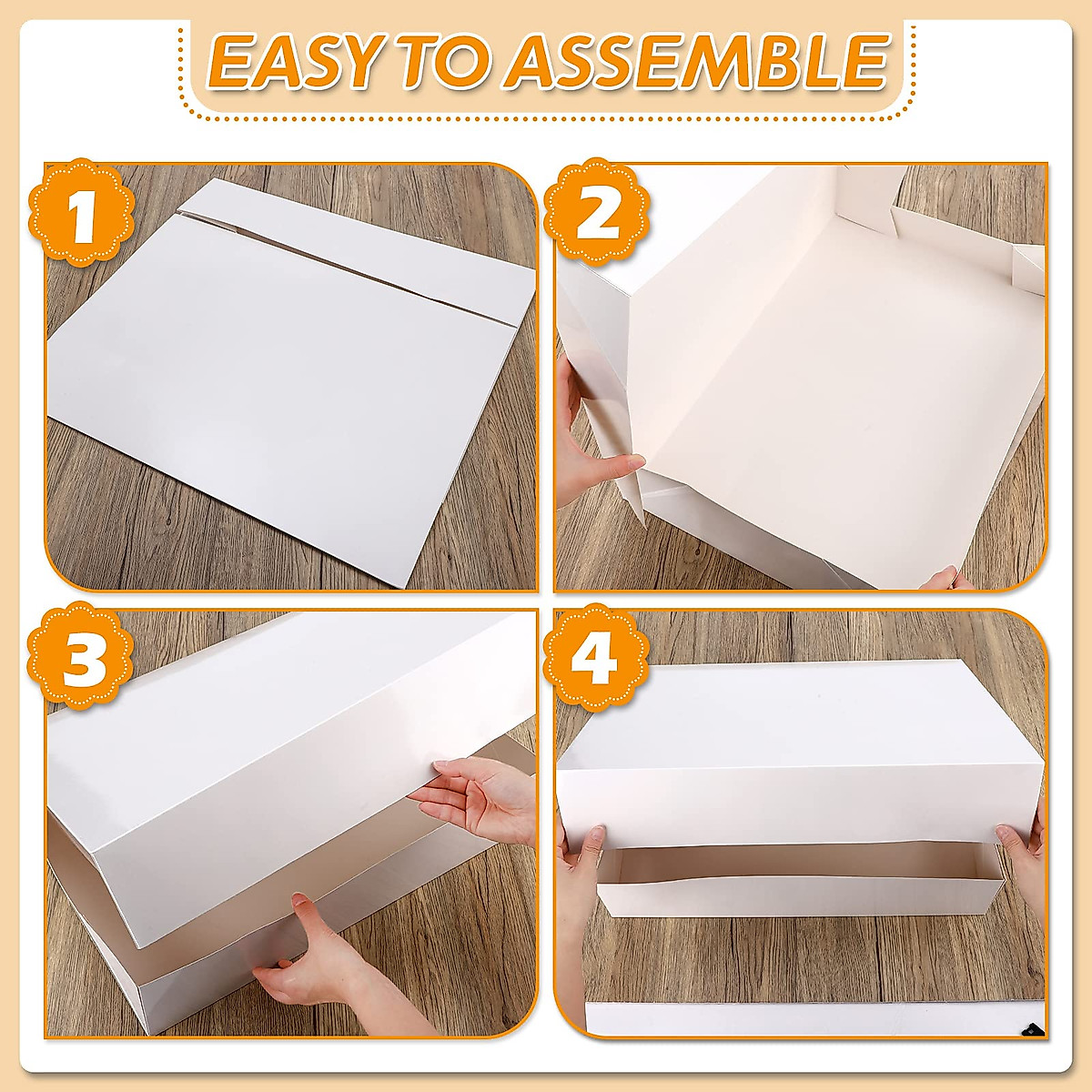 Tudomro 10 Pack 19 x 14 x 4 Inch Cake Box, Cardboard Cake Boxes, Large Rectangle Boxes, Kraft Non Window Bakery Pastry supplies(White)