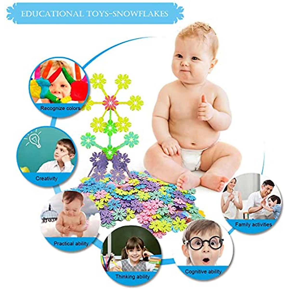 QUN XING STEM Toys Building Blocks Educational Toys 720 Pieces Construction Interlocking Plastic Flake Disc Set Great STEM Toy for Kids 6+ Years Old Boys and Girls