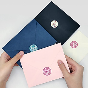 Thank You Stickers, 1000pcs Thank You Sticker Rolls, 2 Roll Thank You Sticker Envelope Seals for Packaging, Envelope Stickers, Thank You Stickers for Small Bussiness