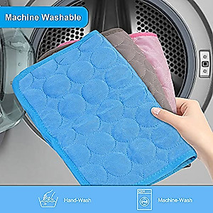 2PCS Summer Cooling Mat for Rabbit, Washable Bunny Bed, Rabbit Bed Mat, Guinea Pig Cage Liner Hamster Pee Pad, Fleece Sleep Pad for Squirrel, Hedgehog, Chinchilla, Small Animals, 15.8''x11.8'' Blue