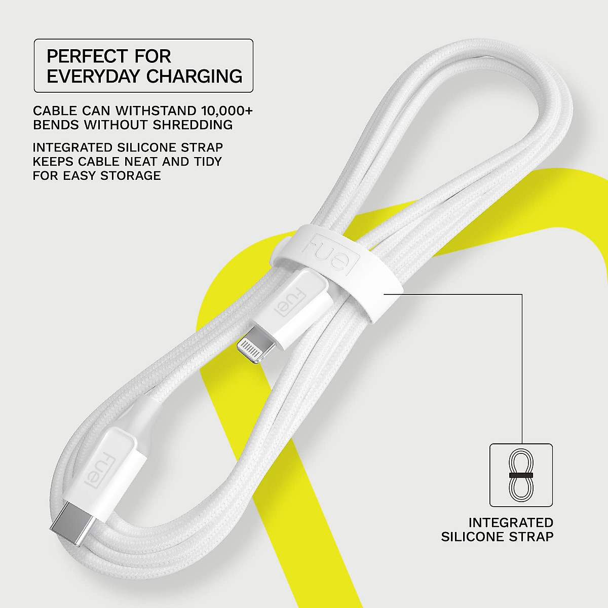 iPhone Charger Fast Charging [MFi Certified] - Fuel USB C to Lightning Cable - 2M/6.5ft - Nylon Braided Fast iPhone Charger Cord for iPhone 14 Pro Max/13 Pro Max/12/11/X/AirPods Pro/iPad Pro - White