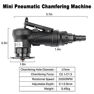 2 in 1 Pneumatic Chamfering Tool,Mini Handheld Air Chamfering Machine for Metal Wood Round Corner,45° Arc Corner Beveling Trimming (Black)