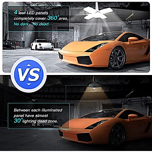 LED Garage Lights 2 Pack Garage Lights LED Light Garage E26 LED Garage Ceiling Lights 60W Deformable Garage Light with 4 Panels, LED Shop Light Garage Lights Ceiling Led for Garage, Working Light