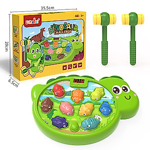 NETNEW Whack A Mole/Dinosaur Game Toys for 2 3 4 5 6 7 8 Years Old Boy Toddler Toys 3 Modes, 30 Levels each Music and Light up Age 2-8 Early Learning Active Developmental Toy Birthday Gift for Toddler