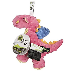 goDog Bubble Plush Dragons Squeaky Dog Toy, Chew Guard Technology - Coral, Small