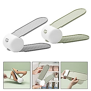 Scicalife Shelf Holders 4pcs Shoe Slots Organizer Adjustable Shoe Stacker Shoes Storage Holder Display Rack for Closet Shoe Holder Rack Space Saver Grey/Green Two Tier Shoe Rack