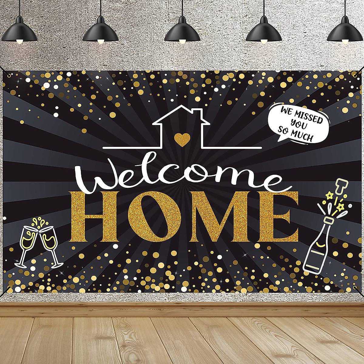 Welcome Home Decorations, Fabric Welcome Home Banner Photography Backdrop, Welcome Home Sign Welcome Home Party Decorations for Lover, Family and Friend Reunion, 70.8 x 43.3 Inch