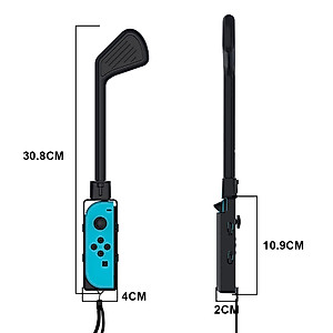 Nargos Golf Culb for Nintendo Switch Joy-Con Controller, Sports Game Accessories for Mario Golf-Super Rush - 2 Pack (Black)