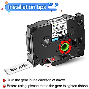KCMYTONER HSe251 HSe-251 HS-251 HS251 Heat Shrink Tube Label Tape 23.6mm 0.92" 4.92ft Black on White Compatible for Brother P-Touch PT-D600 E500 E500VP E550W PT-P700 P710BT PT-P750WVP Printer, 2 Pack