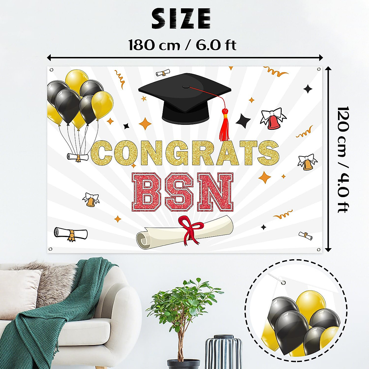 INNORU Congrats BSN Backdrop Banner, Nurse BSN RN Graduation Prom Photography Backdrop Durable Fabric Congrats Grad Banner Medical Nursing School Graduation Party Decorations Photo Booth Props 6x4ft