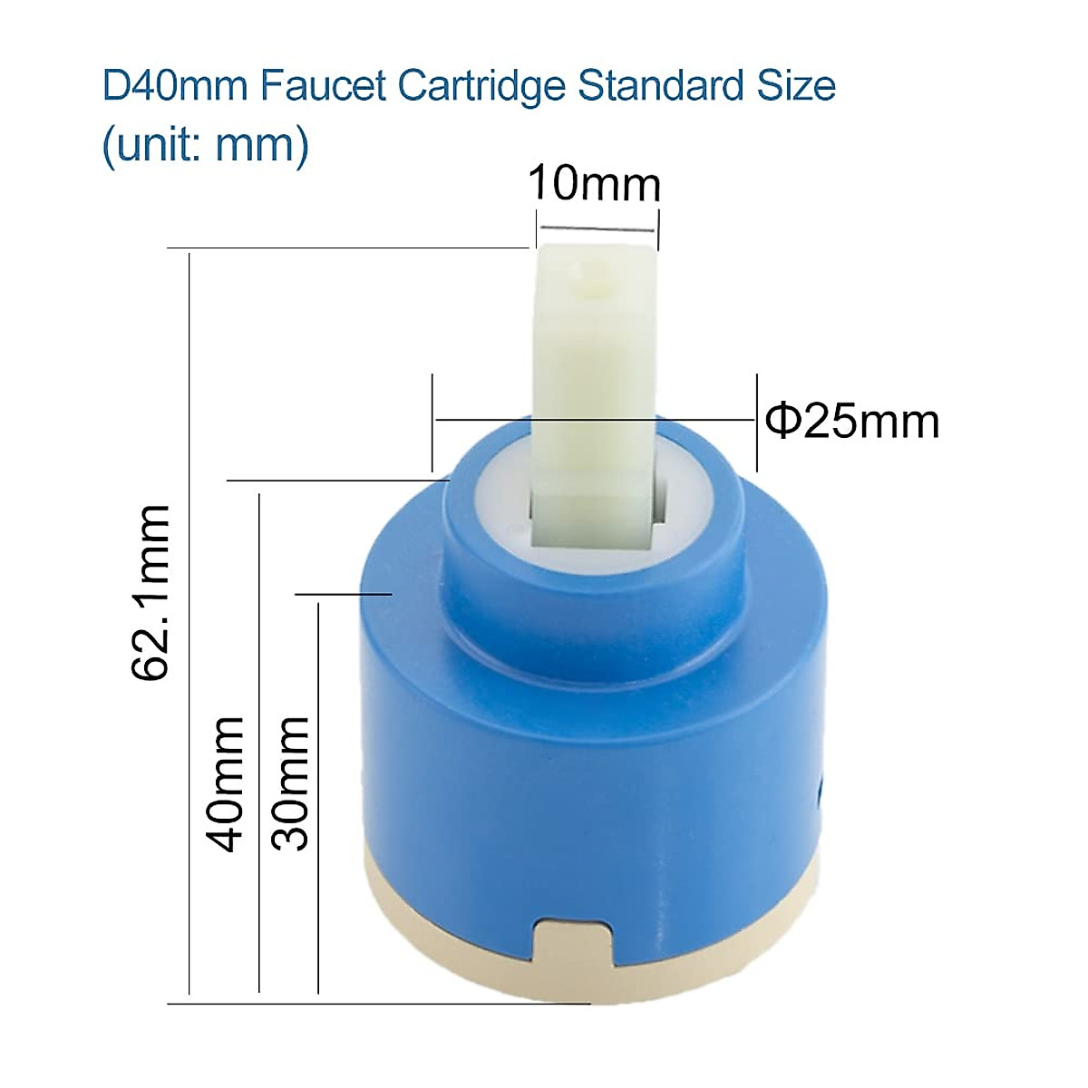 XUCHUAN 40 mm Replacement Ceramic Faucet Valve for Single Handle Kitchen Basin Faucet Part, Plastic Tap Cartridge