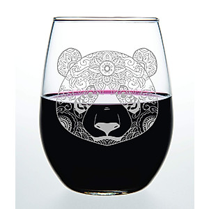 C M Panda 17oz. Lead Free Crystal stemless wine glass