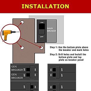 Natupal Generator Interlock Kit compatible with GE General Electeric breaker panels with single vertical throw main, 2 1/2 inch Spacing between main and branch breaker
