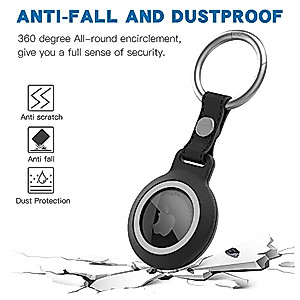 [2 Pack] SZJCLTD Waterproof Airtag Keychain for Apple Airtag, Full-Body Protective Airtag Holder, Airtag Dog Collar Holder, Airtag Case for GPS Tracker Air Tag (Black+Green)