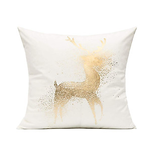 All Smiles White Gold Christmas Decorations Throw Pillow Covers 18X18 Set of 4 Winter Xmas Navidad Home Holiday Décor Velvet Cushion Cases for Sofa Tree Snowflake Reindeer