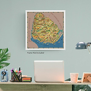 Map of Uruguay, South America circa 1936 - Oriental Republic of Uruguay - measures 24 inches x 24 inches (610mm x 610mm)