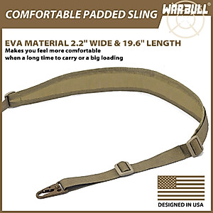 WarBull Padded 2 Point Sling, QD Swivel 2 Point Sling with HK Hook, Tactical Gun Sling for Rifle, Shotgun, and Crossbow, Airsoft for Hunting Shooting with Keychain Gift (Coyote Brown)