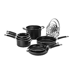 CUISINART N51-12BK SmartNest Nonstick Aluminum Nesting Cookware Set, 12 Piece, Black