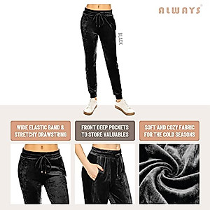 ALWAYS Women's Velvet Velour Joggers - Solid Basic Premium Soft Stretch Warm Winter Sweatpants Pants Brown XL