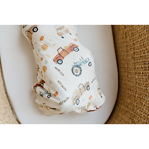 Large Premium Knit Baby Swaddle Receiving Blanket"Hayride" by Copper Pearl