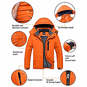 GEMYSE Men's Mountain Waterproof Ski Snow Jacket Winter Windproof Rain Jacket (Orange,X-Large)