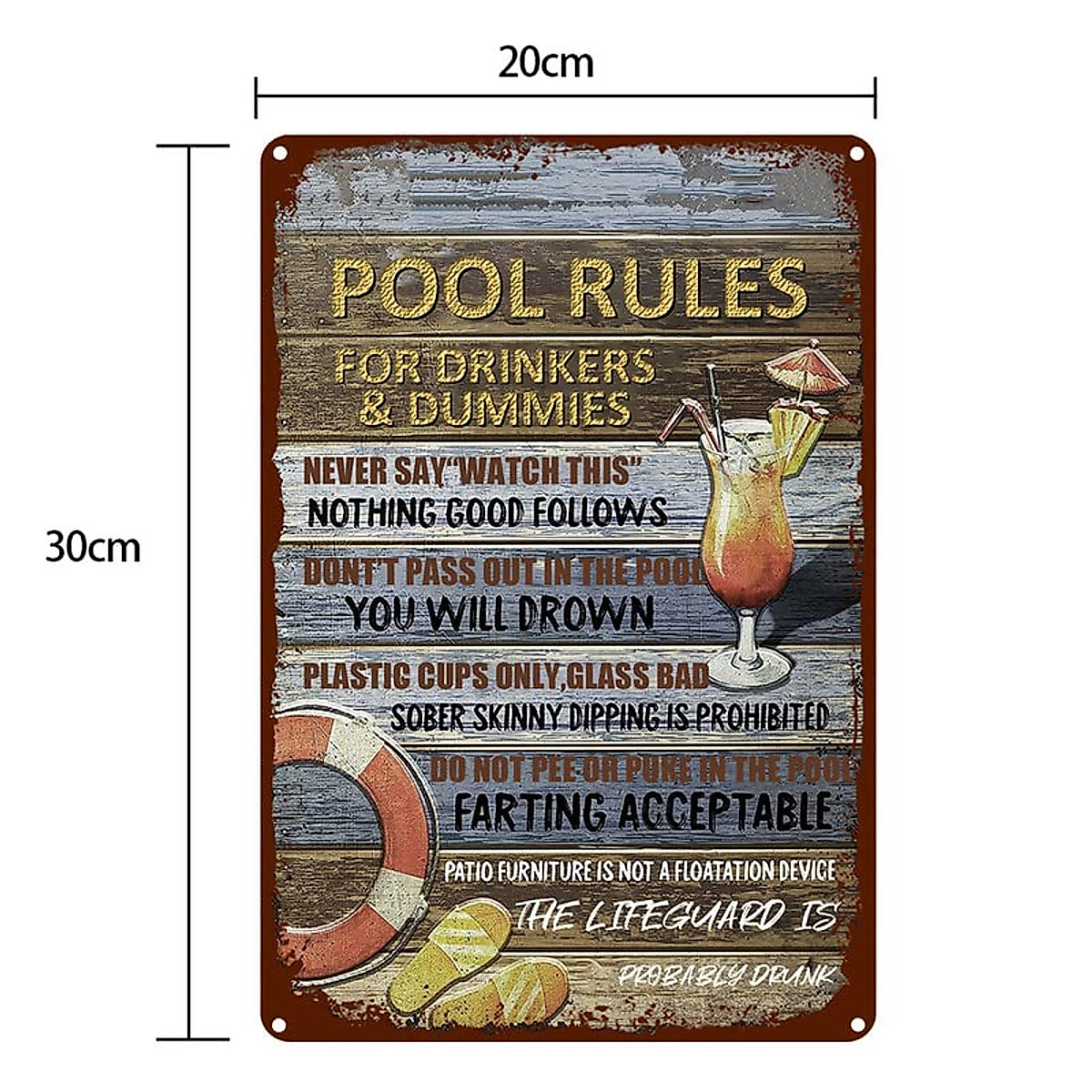Pool Metal Signs Swimming Pool Rules House Decoration, Swimming Pool Rules Funny Signs For Club Bar Pub Gym Garden Gate Drinking Fountains Poster Tin Sign Metal Sign 8x12 Inch