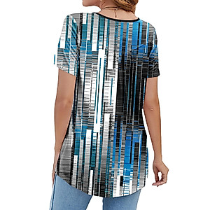 BeadChica Women's Tunic Tops To Wear With Leggings Short Sleeve Shirts Botton Up Casual Ruched Blouses Clothing Contrast-XL