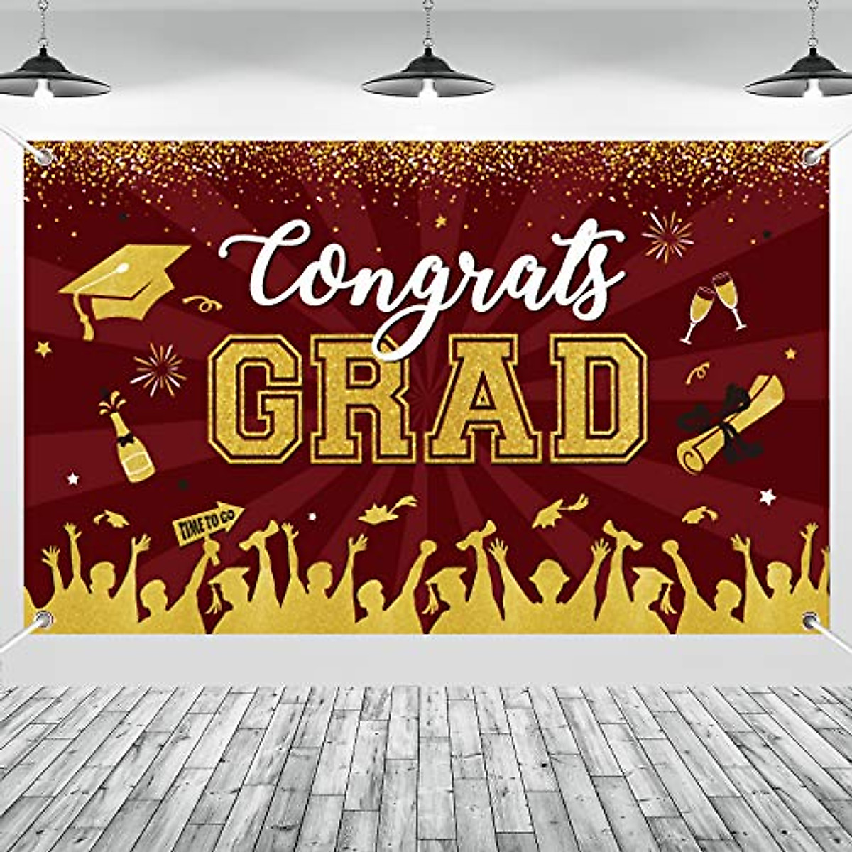 Maroon Graduation Banner 2023 Congrats Grad for Graduation Party Decoration SuppliesLarge Graduation Fabric Backdrop for High School College 71 x 43”