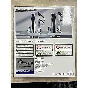 PS-5 & PS VR2 Charging Station with 2 Cooling Fan, YOGES 3-in-1 PS-5 Stand for Play-station5 and Play Station VR2 Controllers Charging, PS-5 Console Cooling Station PS-5 PS VR2 Accessories Storage