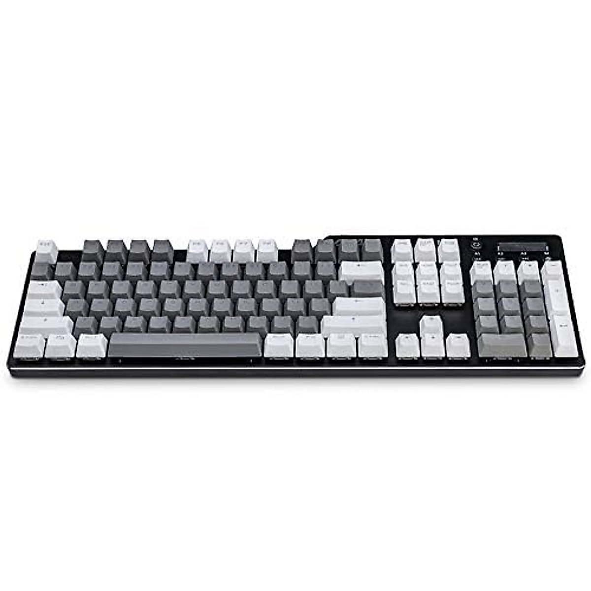 AK35I Wired Full-Size Mechanical Gaming Keyboard with Blue Switches, White-Grey Matching PBT Keycaps, Anti-Ghosting Multimedia Keys Roller, White Backlit, Programmable Macro, Aluminum Black