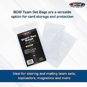 BCW Resealable Team Set Bags - 200 ct | Archival Quality Polypropylene | Holds 35 Standard Cards | Toploader and Magnetic Holder Compatible | Acid-Free Sealing Solution for Trading Card Collections