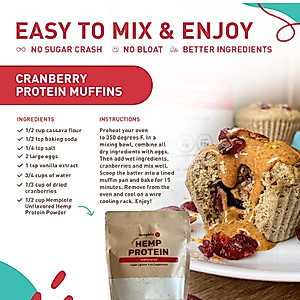 hemplete Organic Hemp Heart Unflavored Vegan Protein Powder, Plant-Based for Balanced Nutrition, All-Natural, 1 Ingredient, No Artificial Ingredients, Easy to Digest & Mix (10oz)