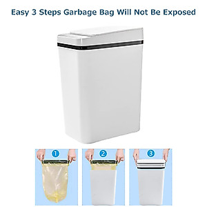 KEETRILAI 10L Waterproof Touchless Trash Can Plastic Automatic Garbage Can Slim Narrow Smart Trash Can for Bathroom Bedroom Kitchen Office Living Room（White）