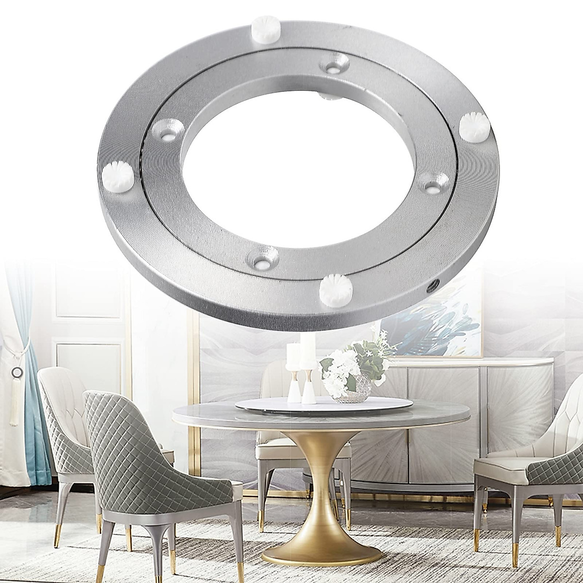 Silent Turntable Improved Cabinet & Drawer Organization Lazy Susans Mute Aluminum Alloy Non‑Slip Rotating Turntable Hardware for Dining‑Table of Homes and Hotels[5 inches]