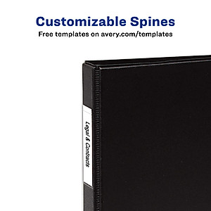 Avery Legal-Size Durable 3 Ring Binders, 1" Round Rings, Holds 8.5" x 14" Paper, Black, 2 Pack (17709)