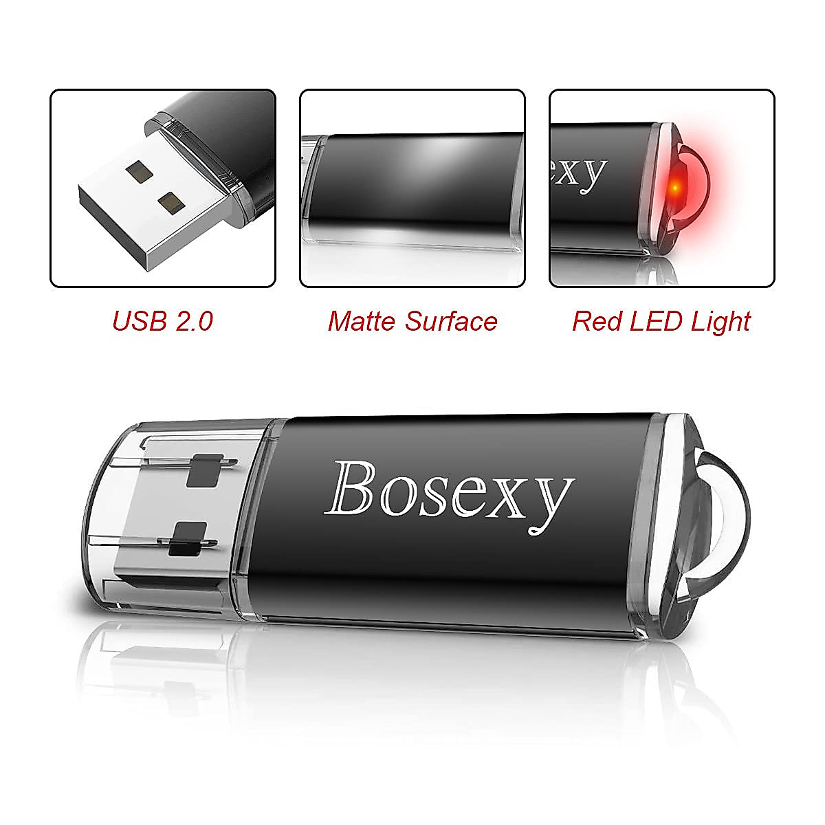 8GB Flash Drive 10 Pack Bosexy Thumb Drive USB Bulk Memory Stick Jump Drive with Led Indicator Black