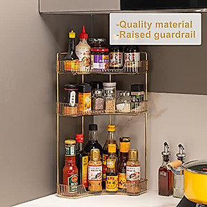 Corner Bathroom Countertop Organizer, Vanity Trays for Bathroom Counter, Makeup Organizer, Perfume Tray, Kitchen Spice Rack, Fits 90 Corner(Yellow, 3 Tiers)