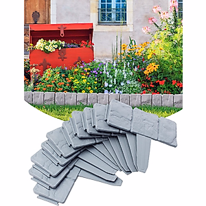 Garden Landscape Edging Borders No Dig,20 PCS 16 FT Lawn Edging for Landscaping,Plastic Fencing Lawn Border,Interlocking Lawn Edge,Imitation Stone Fence for DIY Outdoor Patio Balcony Yard Landscaping