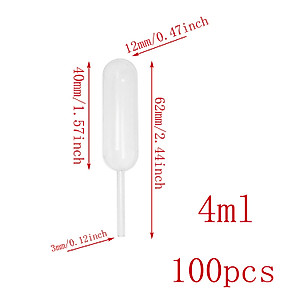 SQXBK 4ml Pipette 100PCS 4ml Disposable Plastic Squeeze Transfer Droppers Liquid Injectors for Chocolate Ice Cream Cupcakes