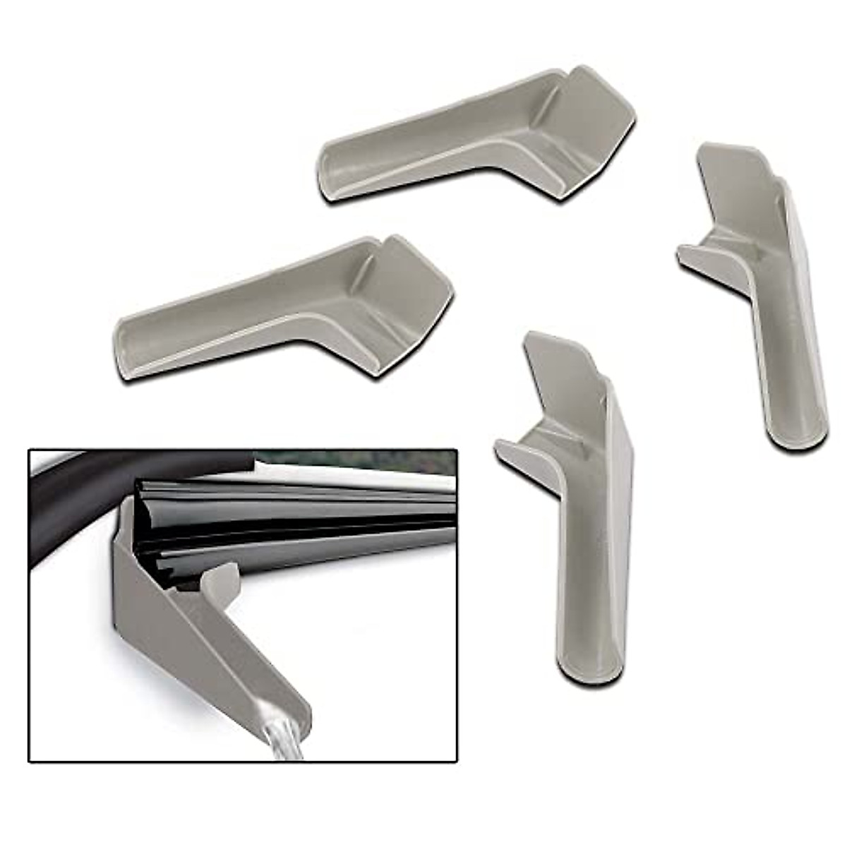 G-PLUS RV Rain Gutter Spout Long Version Left and Right Grey Gutter Spout 3 1/2" Long 4pcs