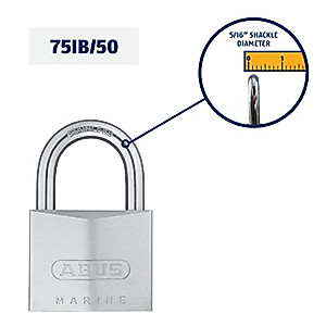 ABUS 75IB/50 KD Marine Grade Chrome Plated Brass Padlock, Stainless Steel Shackle, Keyed Different