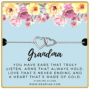 KEDRIAN Grandma Bracelet, 925 Sterling Silver, Best Grandma Gifts, Special Gifts For Grandma, New Grandma Gifts, Gift For Grandma, Grandma Birthday Gift, Best Great Grandma Gifts From Grandson