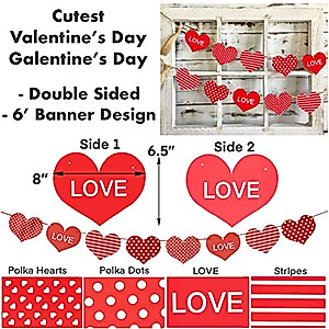 Galentines Day Decorations – Galentine's Valentine's Decoration Set Decor with 1 Heart Shape Banner Garland, & 12 LOVE Swirl, 6 Heart Streamers, 1 Lips & 4 XOXO Balloons – For Classroom Office Supplies