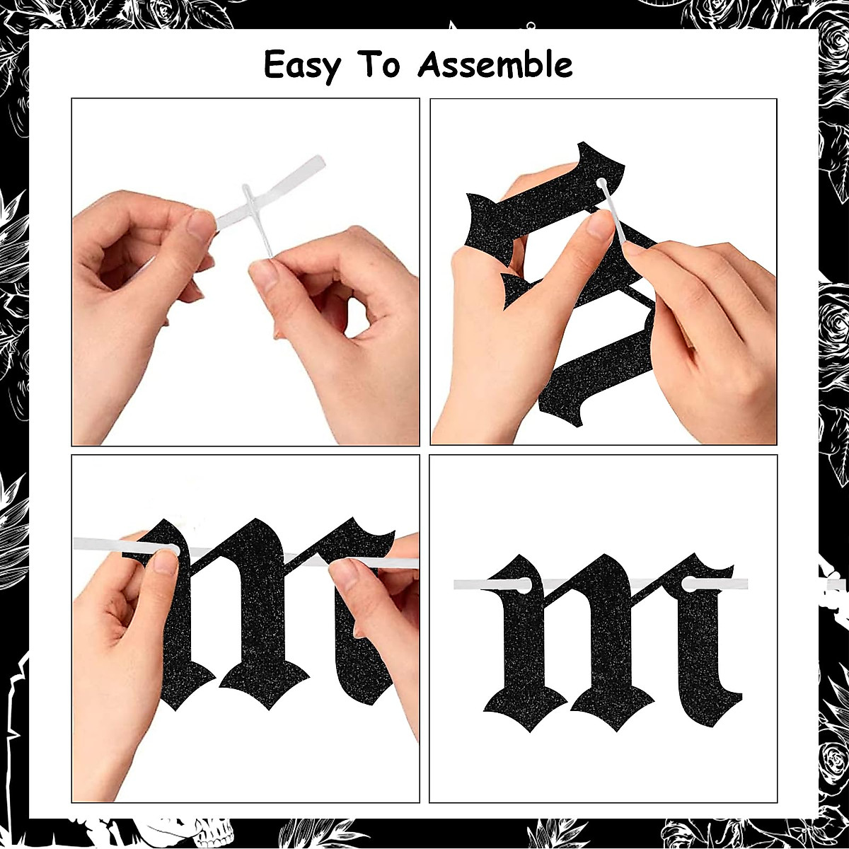 Sursurprise Gothic Bachelorette Party Decorations, Rip to Her Last Name Banner, Old English Emo Bridal Shower Engagement Wedding Party Supplies