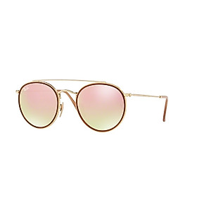 Ray-Ban RB3647N 001/7O 51M Gold/Pink Brown Mirror Gradient Sunglasses For Men For Women + BUNDLE with Designer iWear Eyewear Kit