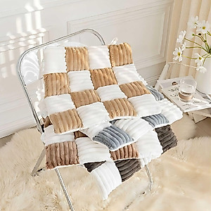 Waterproof Blanket Dog Bed Cover Pet Blanket - Funnyfuzzy Cream-Coloured Large Plaid Square Pet Mat Bed Couch Cover, Dog Blankets for Large Dogs - Funny Fuzzy Couch Cover