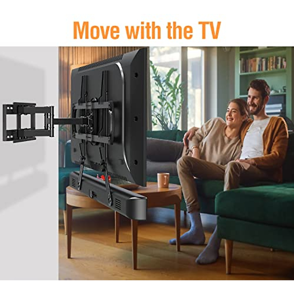 ELIVED Soundbar Mount Bracket Mounting Above or Under TV Tool-Free Knob Adjustable with Detachable Extension Arms, Universal TV Mounting Hardware Kit Includes M4 M5 M6 M8 Screws
