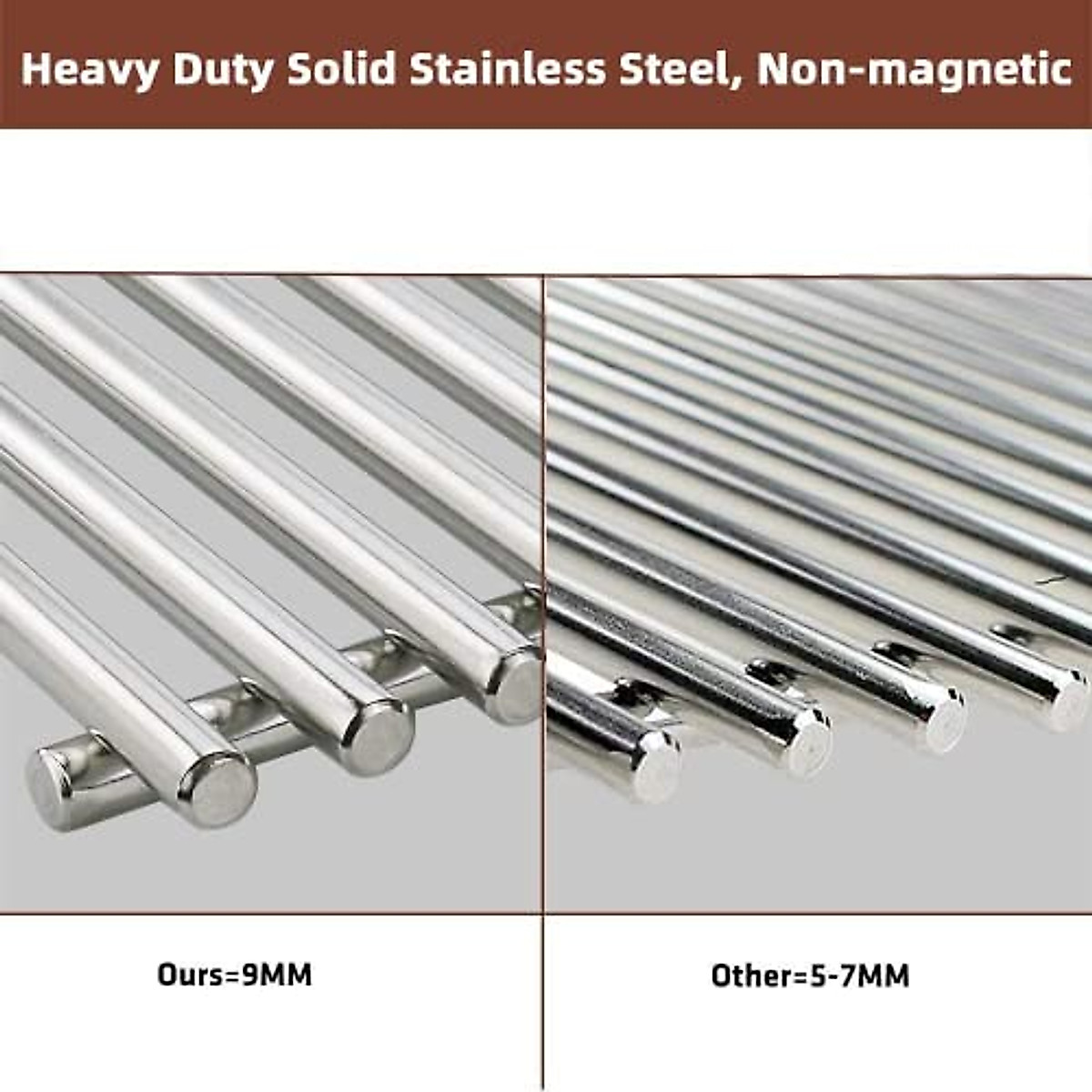 QuliMetal 304 9MM Stainless Steel Cooking Grates Replacement Parts for Weber Summit 600 Series Summit E/S 640 650 660 670 Gas Grills with a Smoker Box - Set of 3